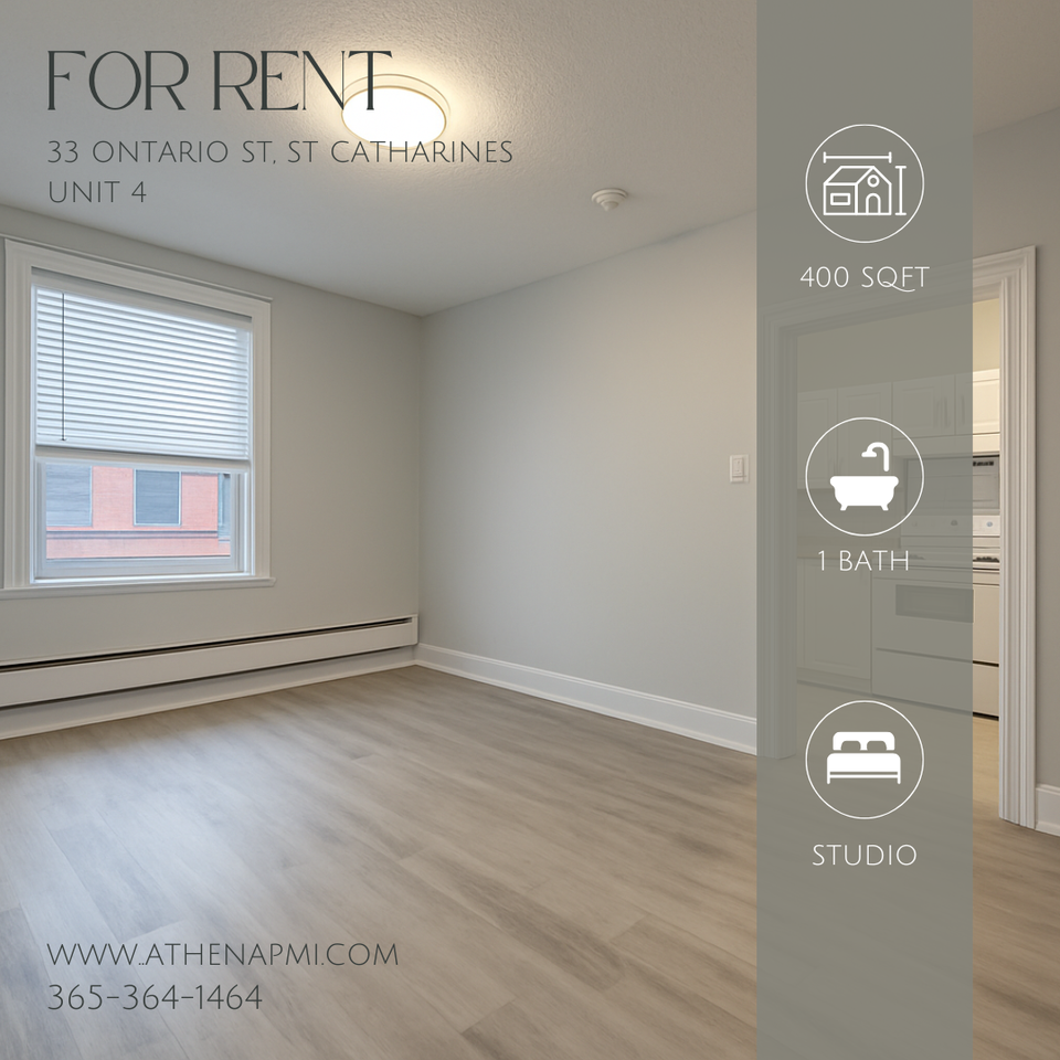 33 Ontario St #4, St. Catharines, ON L2R 5J3 Studio Apartment for ...